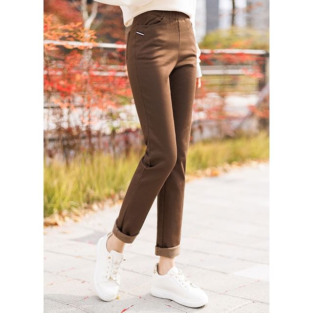 Styleonme - Band-Waist Stretchy Slim-Fit Pants | YesStyle