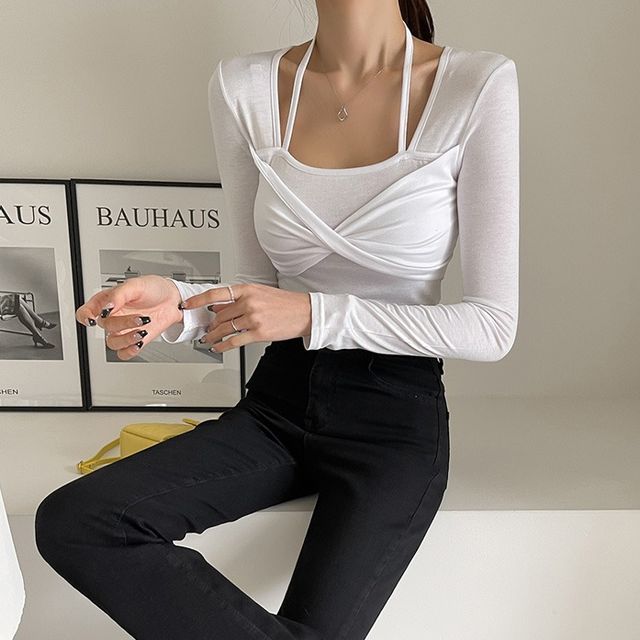 DABAGIRL - Square-Neck Knotted Halter Top | YesStyle