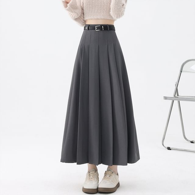 Ukiyo - High Rise A-Line Pleated Maxi Skirt | YesStyle