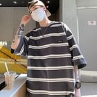 SHIN Shop - Short-Sleeve Crew Neck Striped T-Shirt | YesStyle