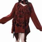 Florimi - V-Neck Cartoon Jacquard Slit Oversized Sweater | YesStyle