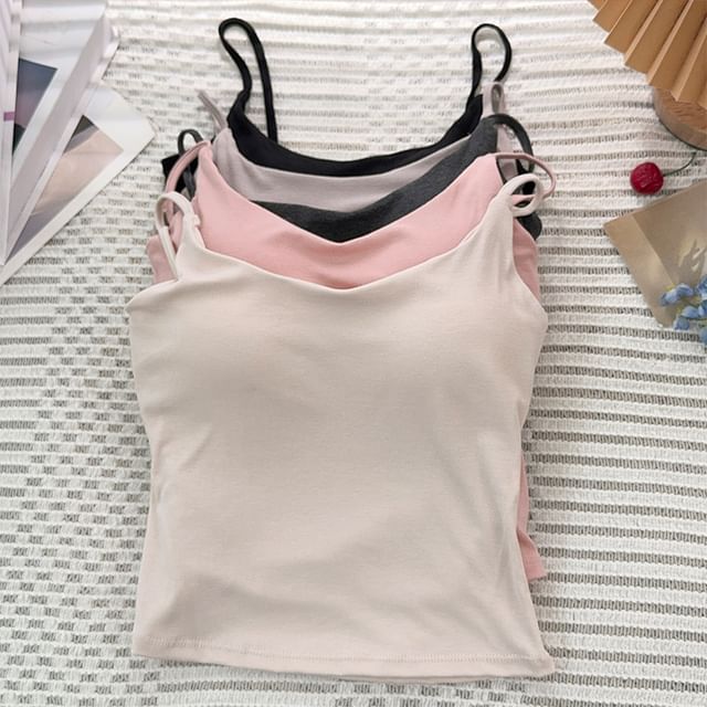 Lemongrass - Plain Cami Top with Pad in 5 Colors | YesStyle