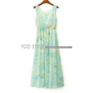 YOZI - Sleeveless Dyed Maxi Dress | YesStyle