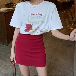 KARLY - Lettering Cartoon Print T-Shirt | YesStyle