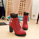 YOUIN - Lace-Trim Heel Ankle Boots | YesStyle