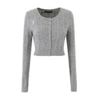 Opuscule - Round Neck Musical Note Embroidered Cable Knit Cardigan ...