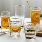 Hashi - Golden Rim Textured Drinking Glass | YesStyle