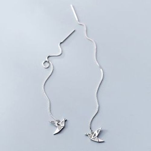A’ROCH - 925 Sterling Silver Crane Threader Earrings | YesStyle