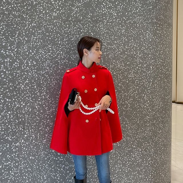 DABAGIRL - Stand-Collar Epaulet Military Cape Jacket | YesStyle