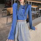 Ukiyo - Long-Sleeve Crew Neck Lettering Strappy Crop Tee | YesStyle