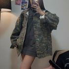 RONIN - Lettering Camo Print Denim Jacket | YesStyle