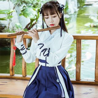 Nuwa - Hanfu Set: Long-Sleeve Top + Maxi Skirt | YesStyle