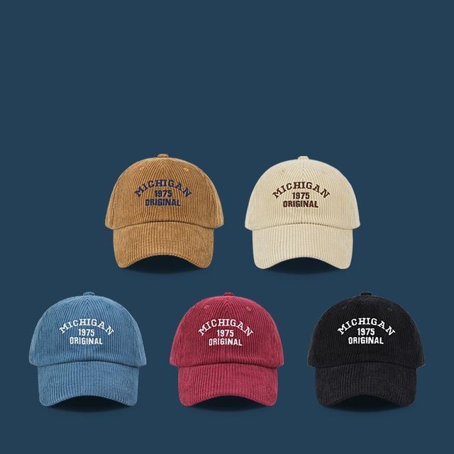 BACKNOW - Corduroy Embroidered Lettering Baseball Cap | YesStyle