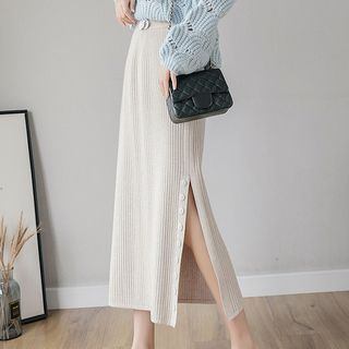Meowko - Ribbed Midi Knit Skirt | YesStyle