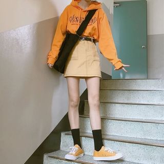 minaga - Lettering Hoodie / Mini A-Line Skirt | YesStyle