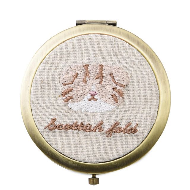 3COINS - Cat Embroideried Portable Compact Mirror | YesStyle