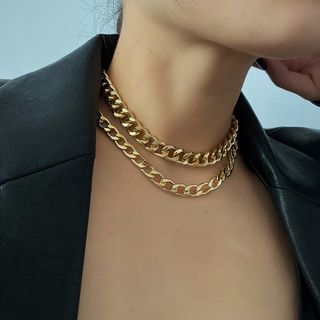 Seirios - Alloy Chunky Double Chain Choker | YesStyle