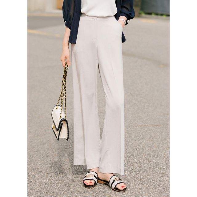 Styleonme - Creased Wide-Leg Slacks | YesStyle