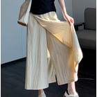 evanesce - Asymmetrical Crease Pattern High Rise Wide Leg Skort | YesStyle