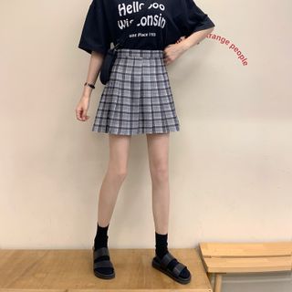 Fanoy - Plaid Mini Pleated Skirt | YesStyle
