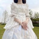 Pachelbel - Puff-Sleeve Lace Ruffled Bow Blouse | YesStyle