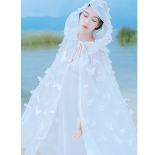 Nebbia - Spaghetti Strap A-Line Maxi Dress / Butterfly Detailed Hooded ...