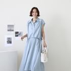 Lemite - Set: Stopper-Hem Shirt + Flared Long Skirt | YesStyle