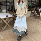 Trendycas - Round Neck Two Tone Crop Tank Top / V-Neck Plain Perforated ...