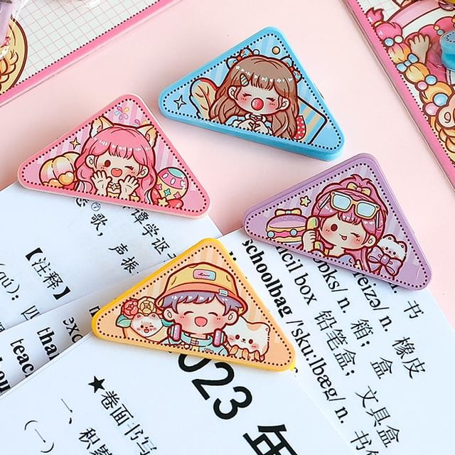 Nina's House - Set of 4: Cartoon Girl Triangle Plastic Binder Clip ...