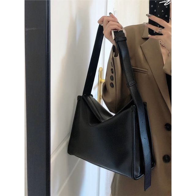 TZ - Faux Leather Plain Shoulder Bag | YesStyle