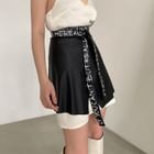 Femme Cradle - Faux Leather Lettering Tie-Waist Mini Skirt | YesStyle