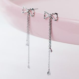 A’ROCH - 925 Sterling Silver Dangle Chain Bow Earring | YesStyle