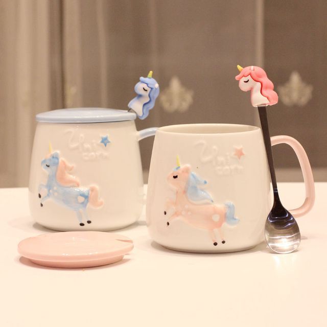 Forsetti - Set : Unicorn Ceramic Mug + Lid + Stainless Steel Spoon ...
