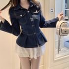 Flowerisque - Collared Flowy Denim Jacket | YesStyle