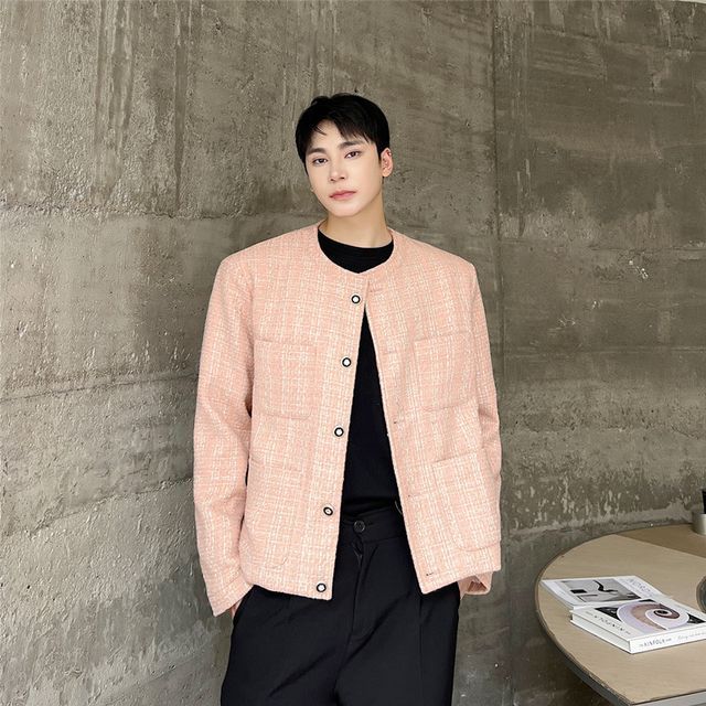 Patow - Round Neck Tweed Button Jacket | YesStyle