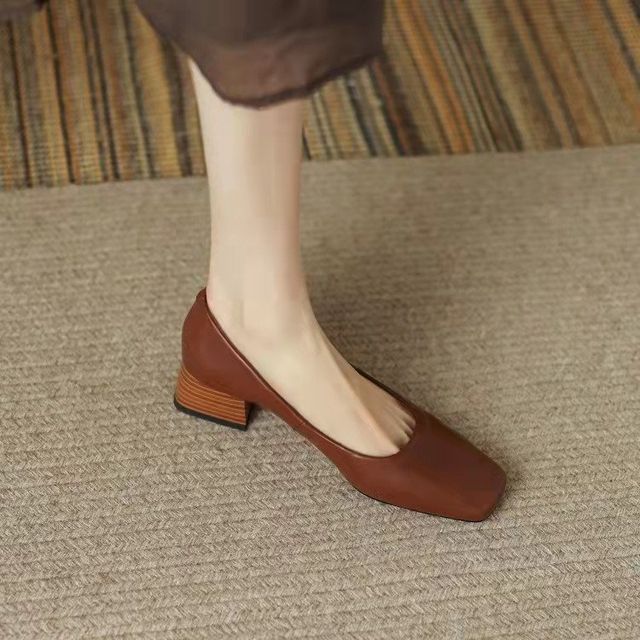 YAZZIONE - Square-Toe Block-Heel Pumps | YesStyle