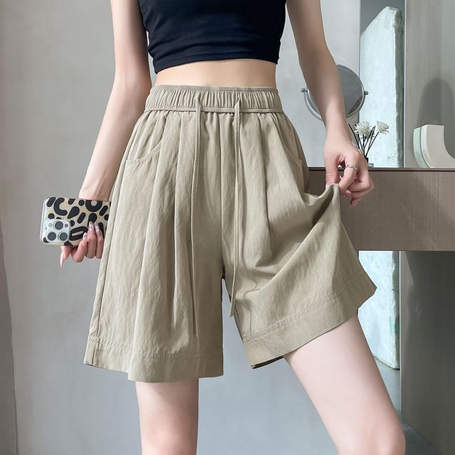 Odestra - Drawstring Waist Plain Shorts | YesStyle