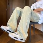 Fushet - High Waist Washed Wide Leg Jeans | YesStyle