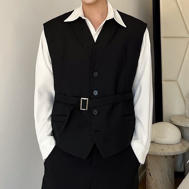 Omozando - Plain Single-Breasted Vest | YesStyle