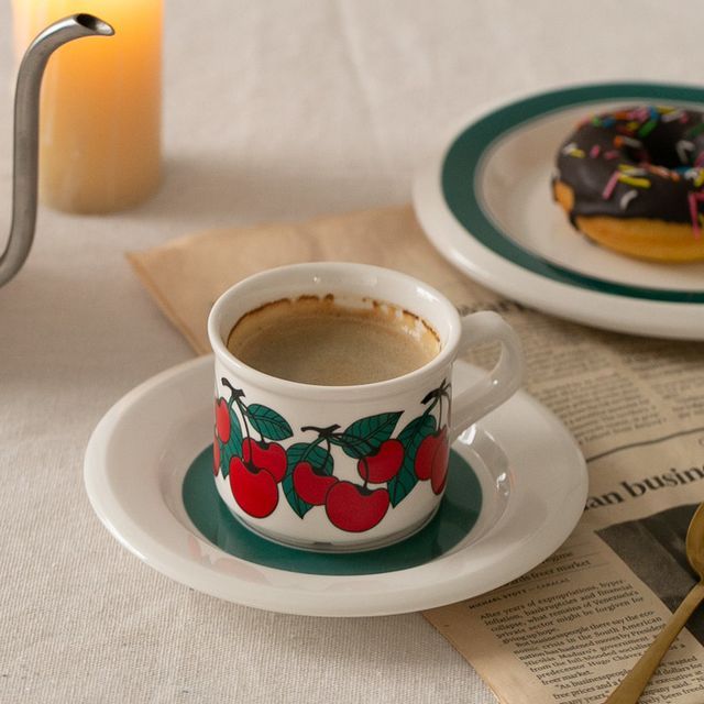 Archok - Cherry Ceramic Drinking Cup / Saucer / Plate / Set | YesStyle