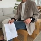 Fushet - Lapel Collar Plain Single-Breasted Blazer | YesStyle