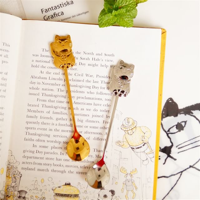 Choyce - Lucky cat Stainless Steel Dessert Spoon | YesStyle