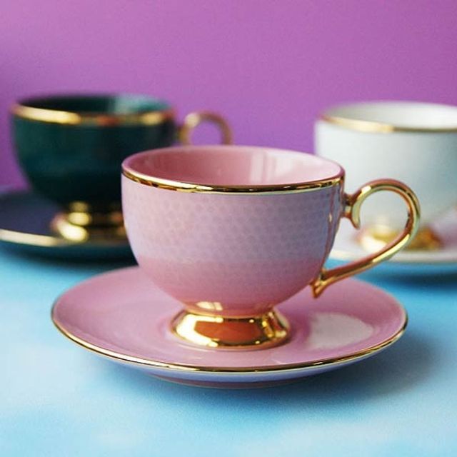 iswas - Set (4 PCS): Classic Ceramic Drinking Cup + Saucer | YesStyle