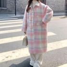 JVL - Collared Plaid Toggle Long Coat | YesStyle