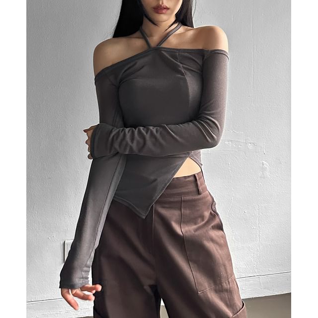 SIMPLY MOOD - Off-Shoulder Halter Top | YesStyle