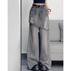Wisjam - High Rise Washed Ripped Skirt Overlay Wide Leg Jeans | YesStyle
