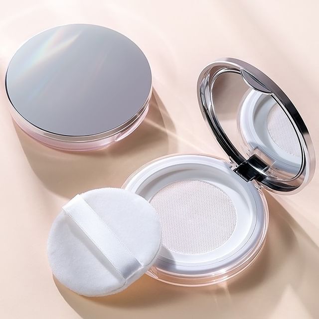 Puremantis - Set: Makeup Powder Container with Mirror + Powder Puff ...