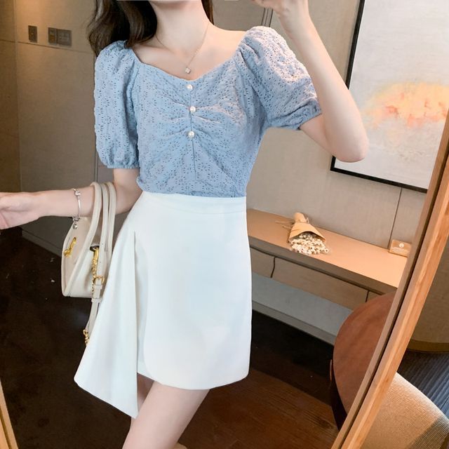 Akari - Short-Sleeve Lace Top | YesStyle