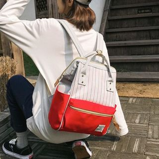 Beamie - Couple Matching Striped Panel Backpack | YesStyle