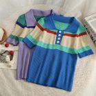 Lemongrass - Colorblock Skinny Polo Shirt | YesStyle